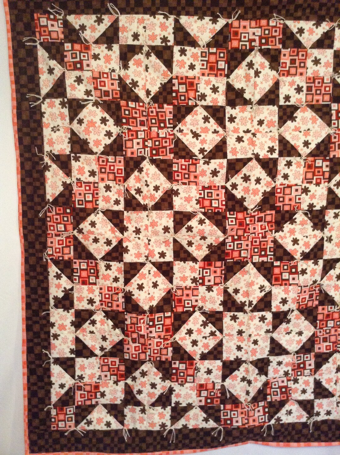 Pink & Brown Indian Star Handmade Patchwork Throw Quilt - Etsy