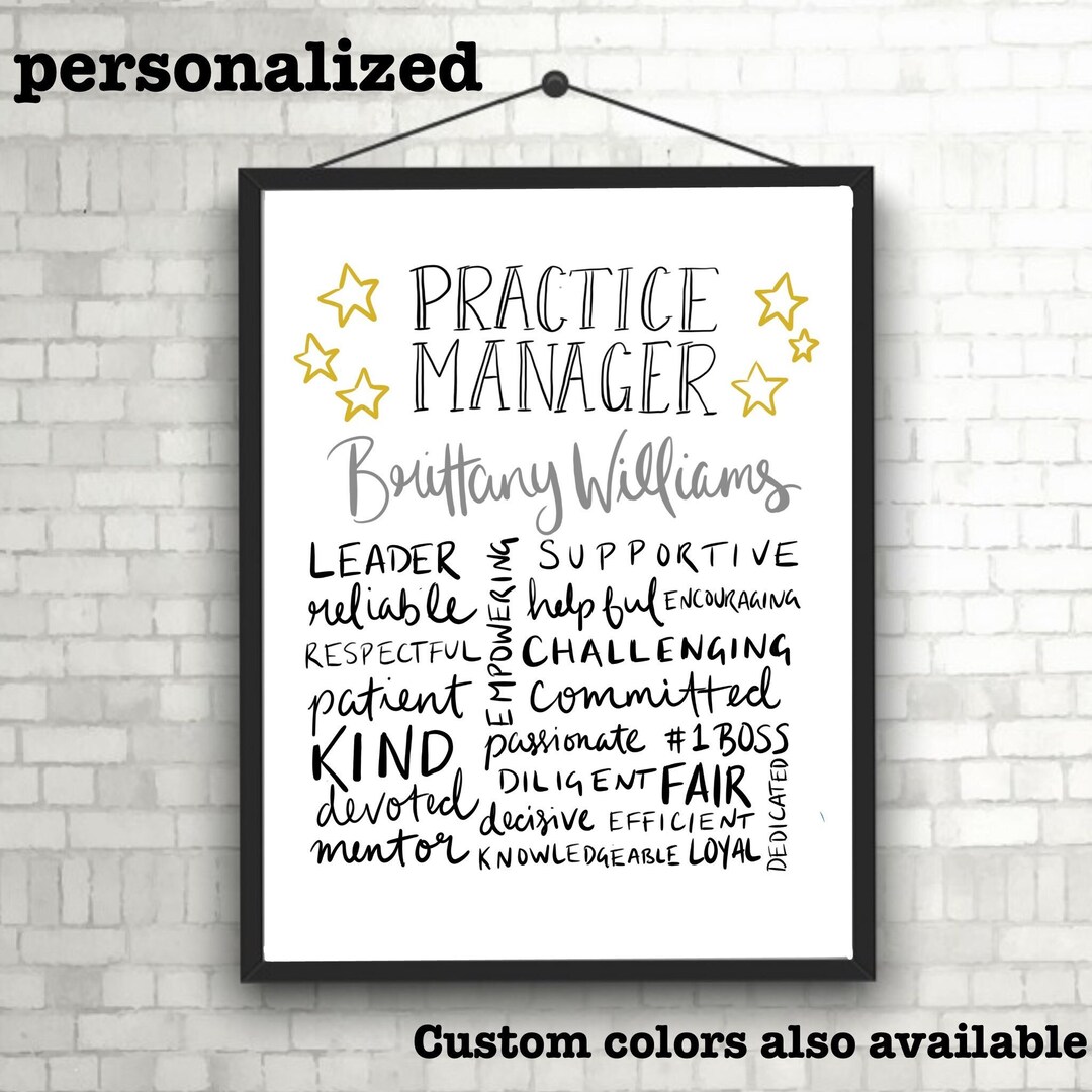 Personalized Practice Manager Word Art, Customizable for Vet, Medical ...