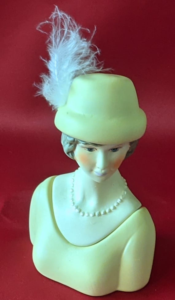 Vintage, Porcelain Bisque, Yellow, Lady Figurine Trin… - Gem