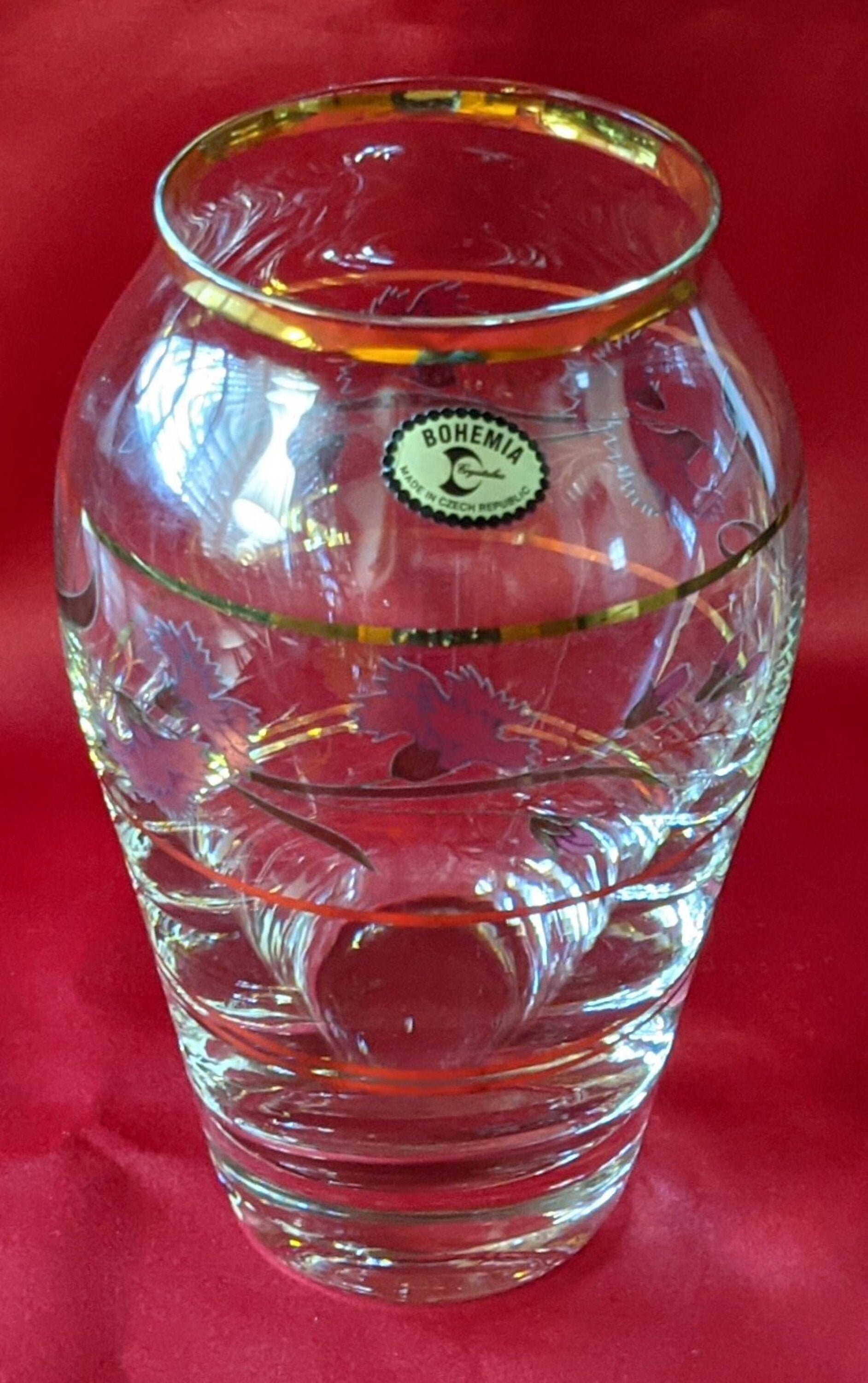 Vintage Medium Oval Vase Bulbous Blown Crystal Clear | Etsy