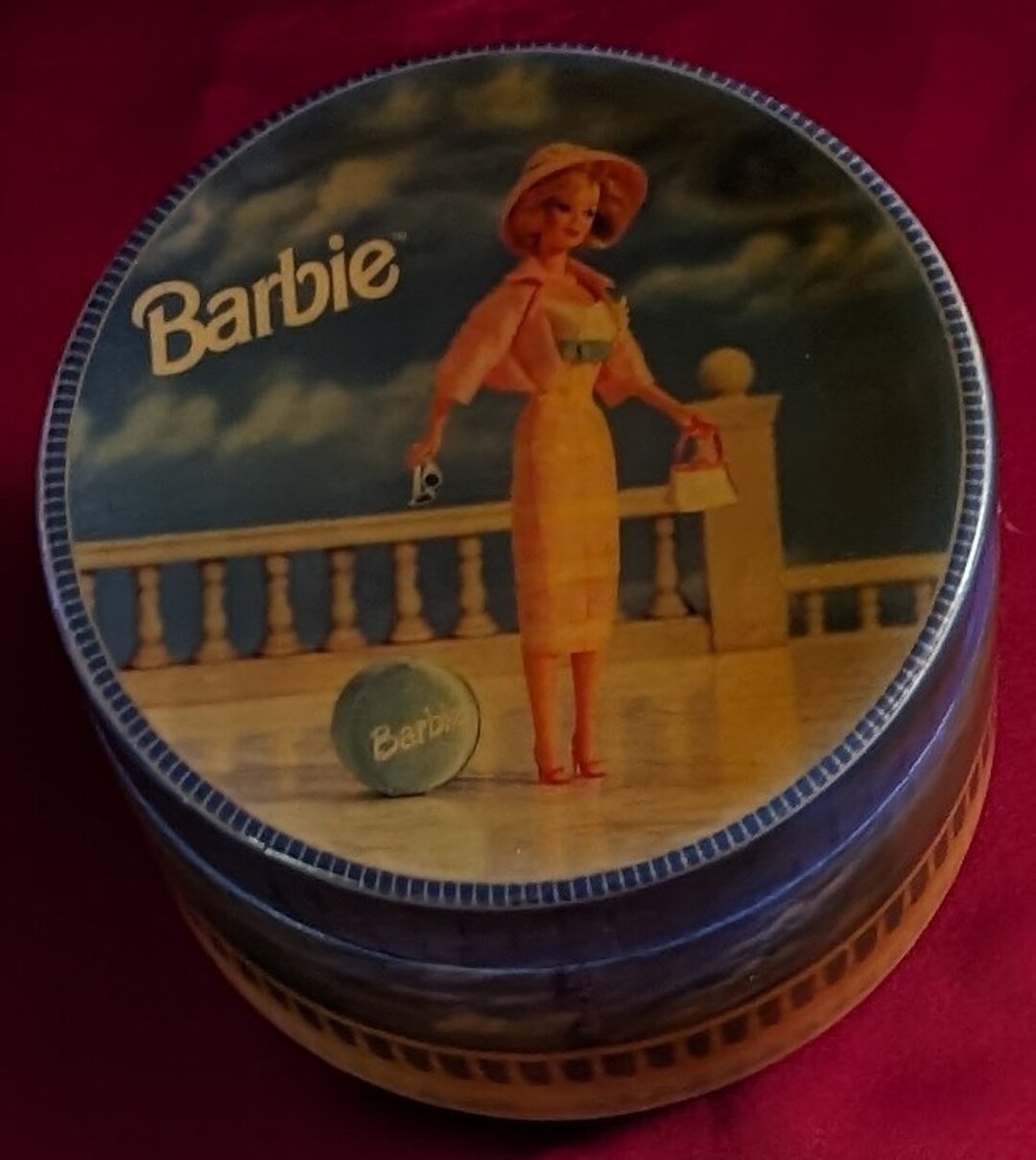 Round, Decoupage, Footed, Lidded, Vintage, Barbie Trinket/jewelry Box ...