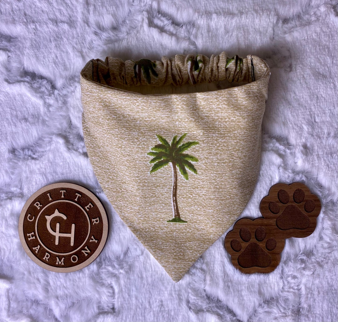Palm Tree Print Dog Bandana: Handmade Elastic Cat Bandana - Etsy