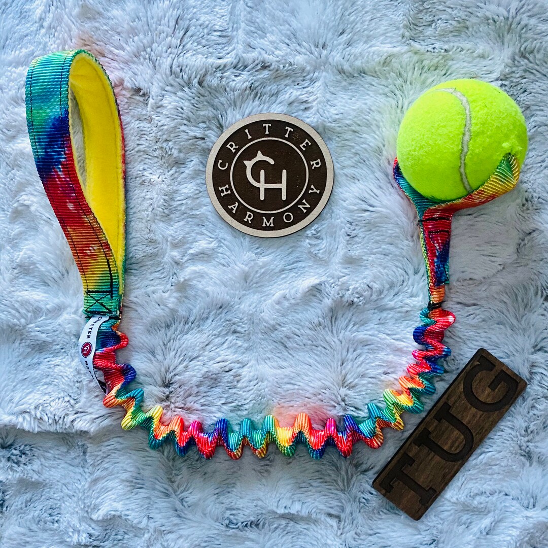 Upcycled Tennis Ball Dog Tug Toy: Handmade Fleece & Bungee - Etsy