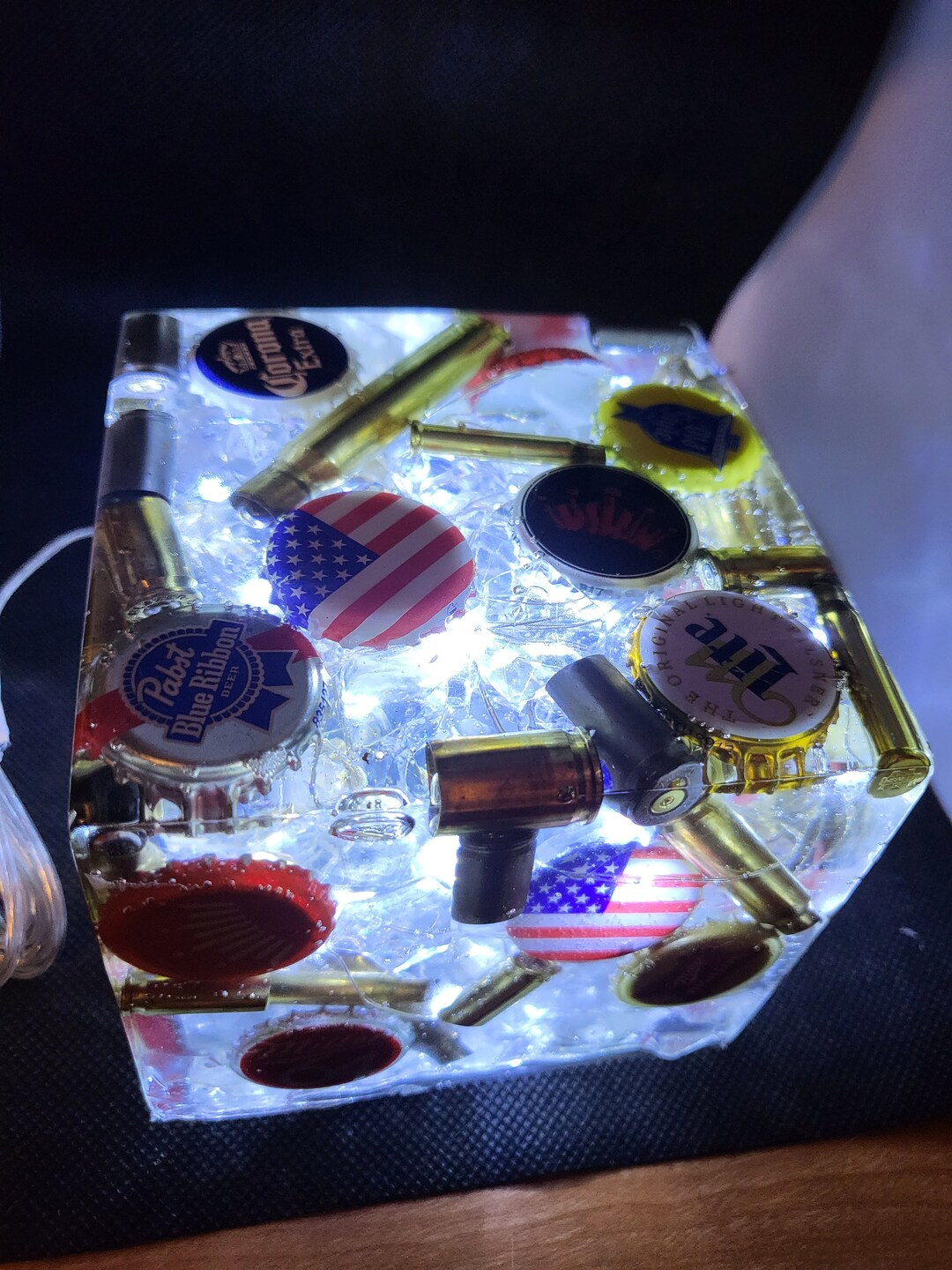 Bullet Casing and Beer Bottle Cap Lamp With Remote Control USB Powered ...