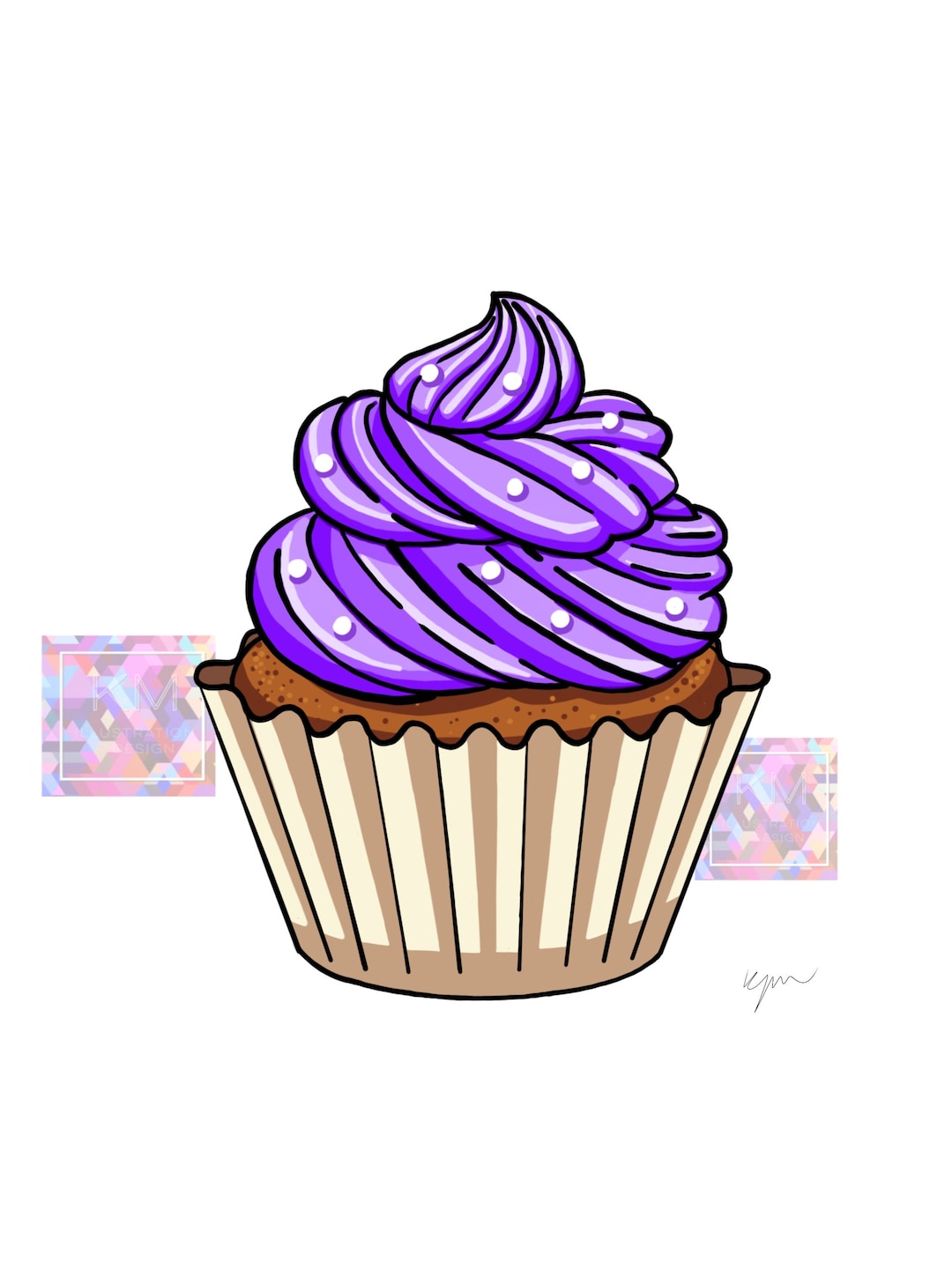Purple Cupcake Instant Download Printable Digital Drawing - Etsy