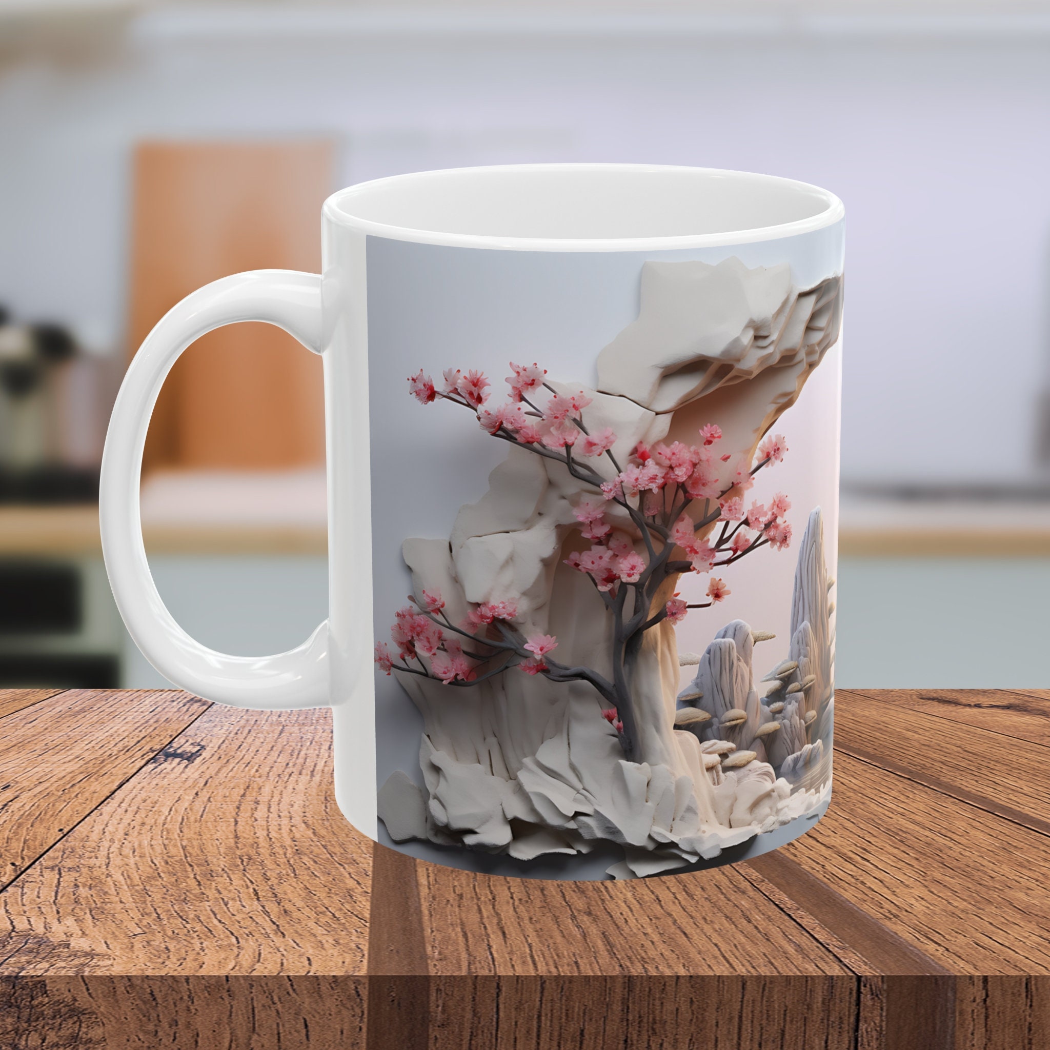 Japanese Garden Coffee Mug, Zen Tea Cup, Asian Mug, Sakura Cherry ...