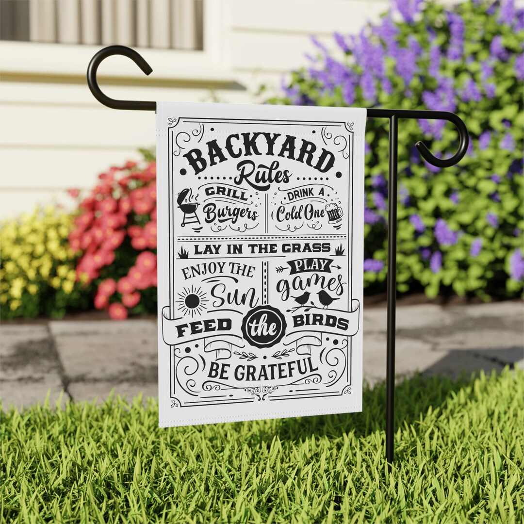 Fire Pit Rules Garden & House Banner Flag, Patio Rules Porch Flag ...