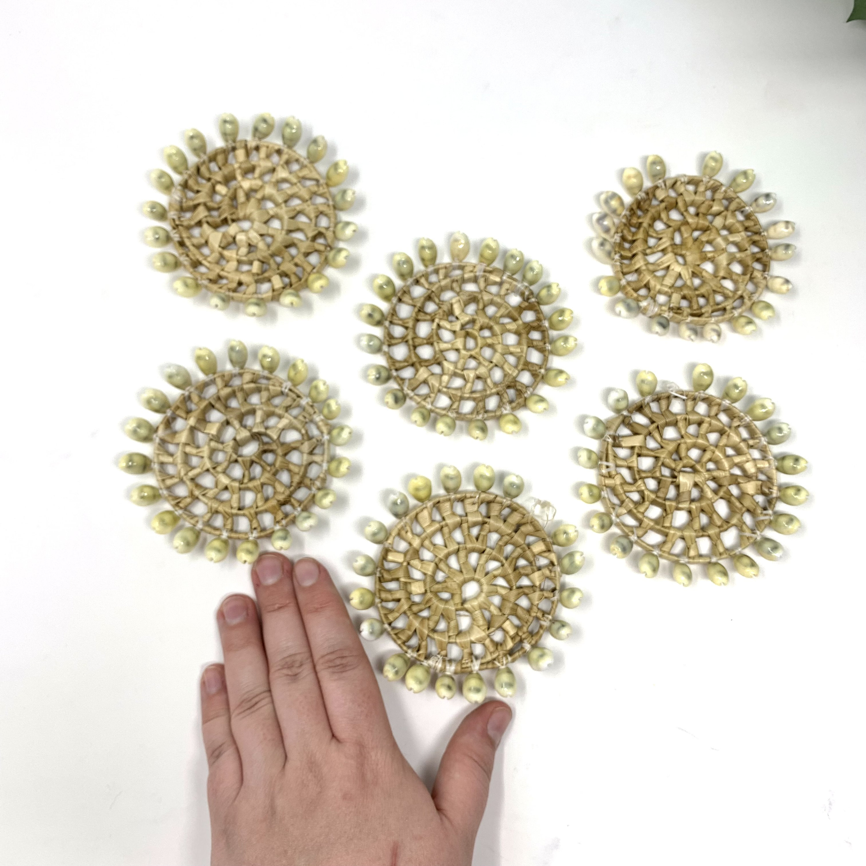 Vintage Seashell Rattan Cowrie Shell Coasters Boho Beach Home Decor - Etsy