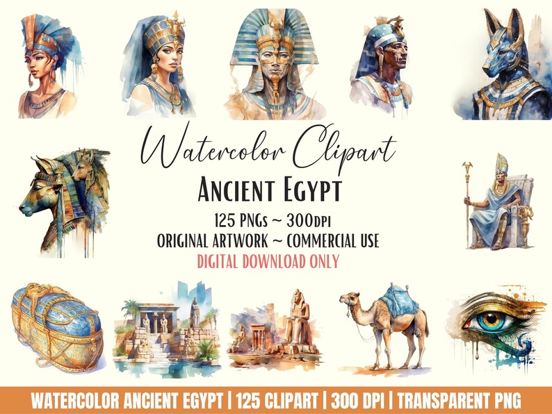 125 PNG Watercolor Fantasy Ancient Egypt Clipart, Ancient Egypt ...