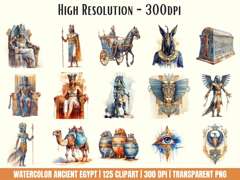 125 PNG Watercolor Fantasy Ancient Egypt Clipart, Ancient Egypt ...