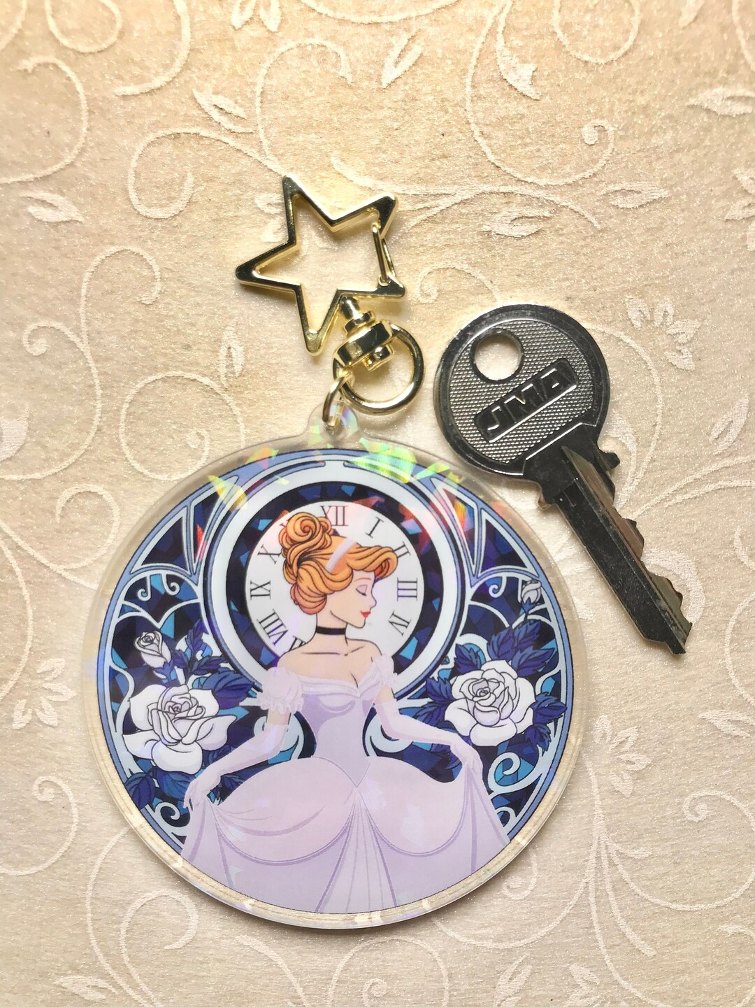 Stained Glass Windows -- CINDERELLA -- Holographic KEYCHAIN - Etsy