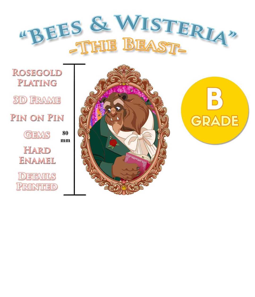 Bees & Wisteria BATB the Beast Pin on Pin B GRADE - Etsy