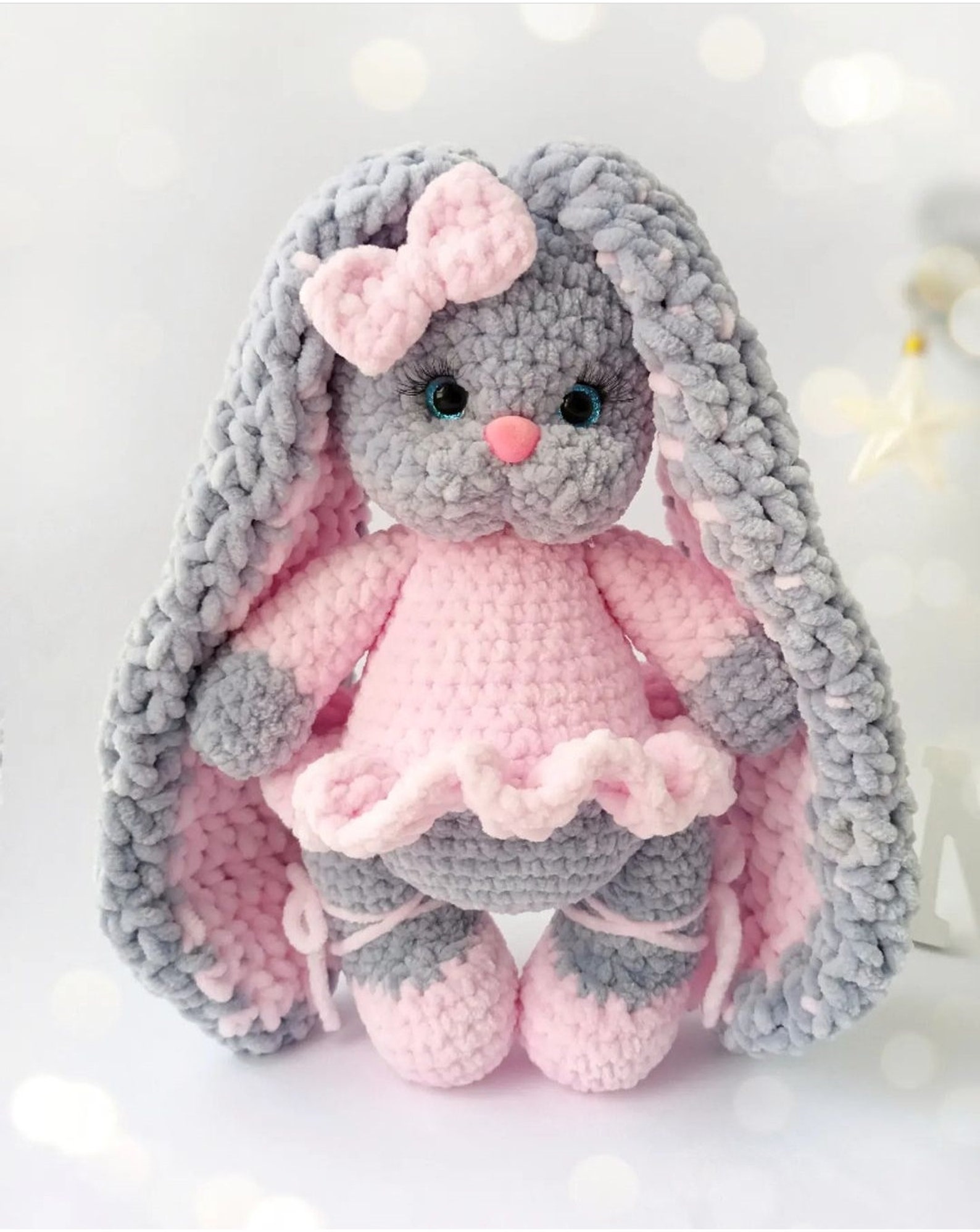 Pink Crochet Bunny Toy Gift for Little Sister,personalized Knitted ...