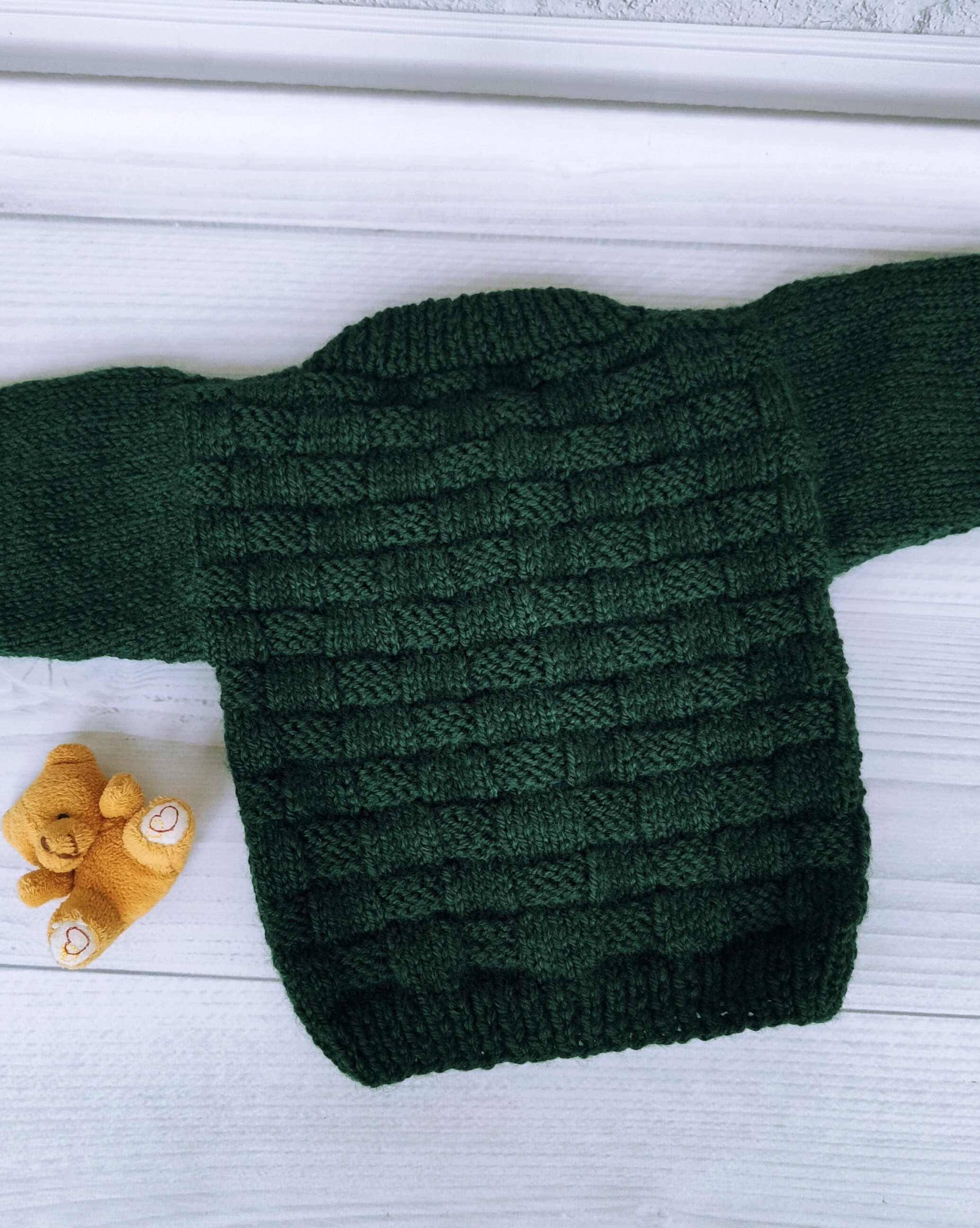 Emerald Handknitted Baby Sweater, Woolen Baby Jacket, Green Crochet ...