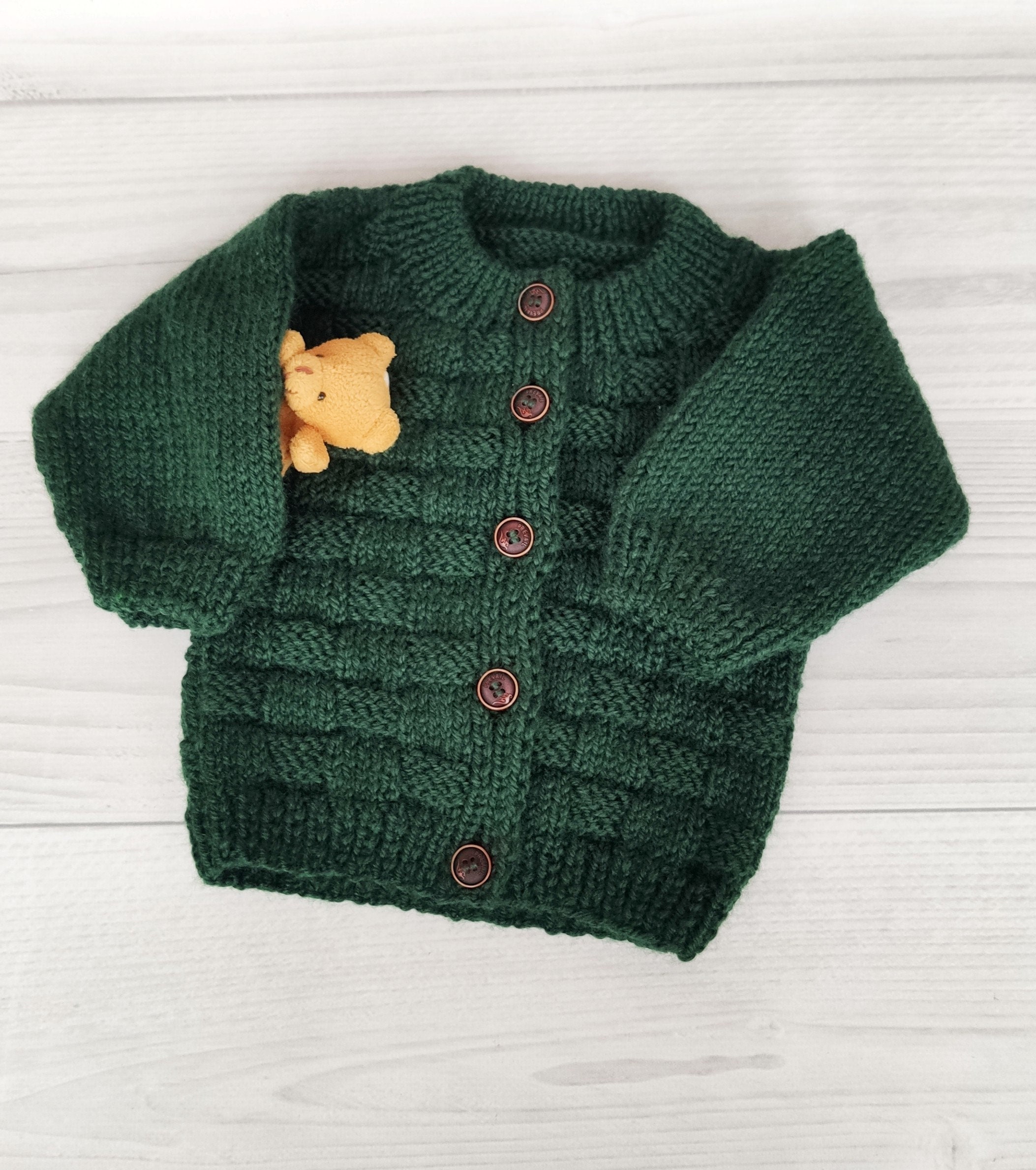 Emerald Handknitted Baby Sweater, Woolen Baby Jacket, Green Crochet ...