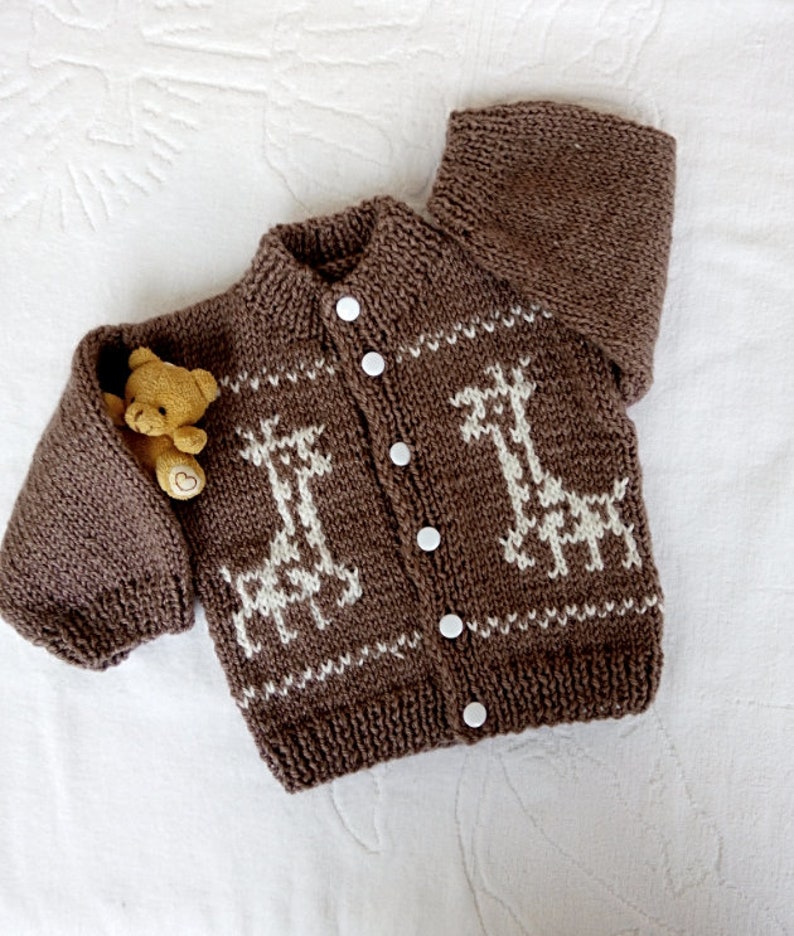 Brown Sweater for Boys Knitwear for Baby Giraffe Pattern Sweater Woolen ...