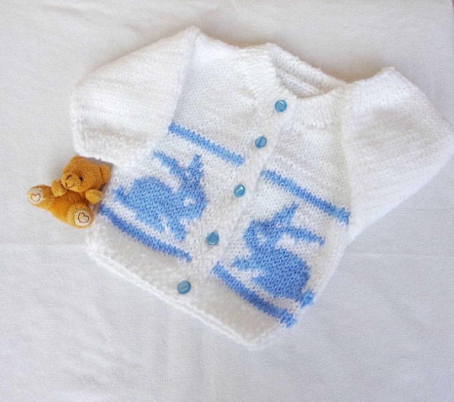 Handknitted Baby Sweater Rabbit Print Easter Sweater Peach - Etsy