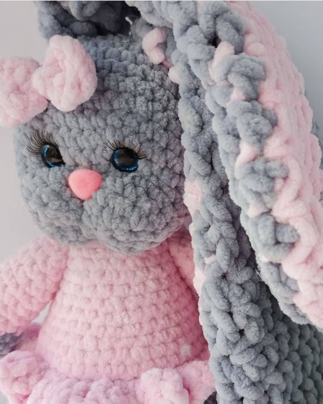 Pink Crochet Bunny Toy Gift for Little Sister,personalized Knitted ...