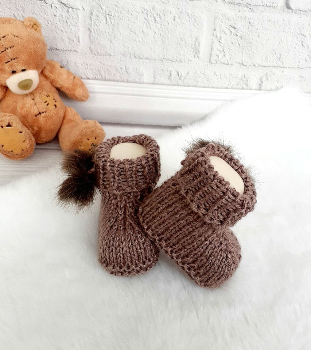 Knitted Baby Boots New Born Baby Shoes Infant Booties Baby Shower Gift ...