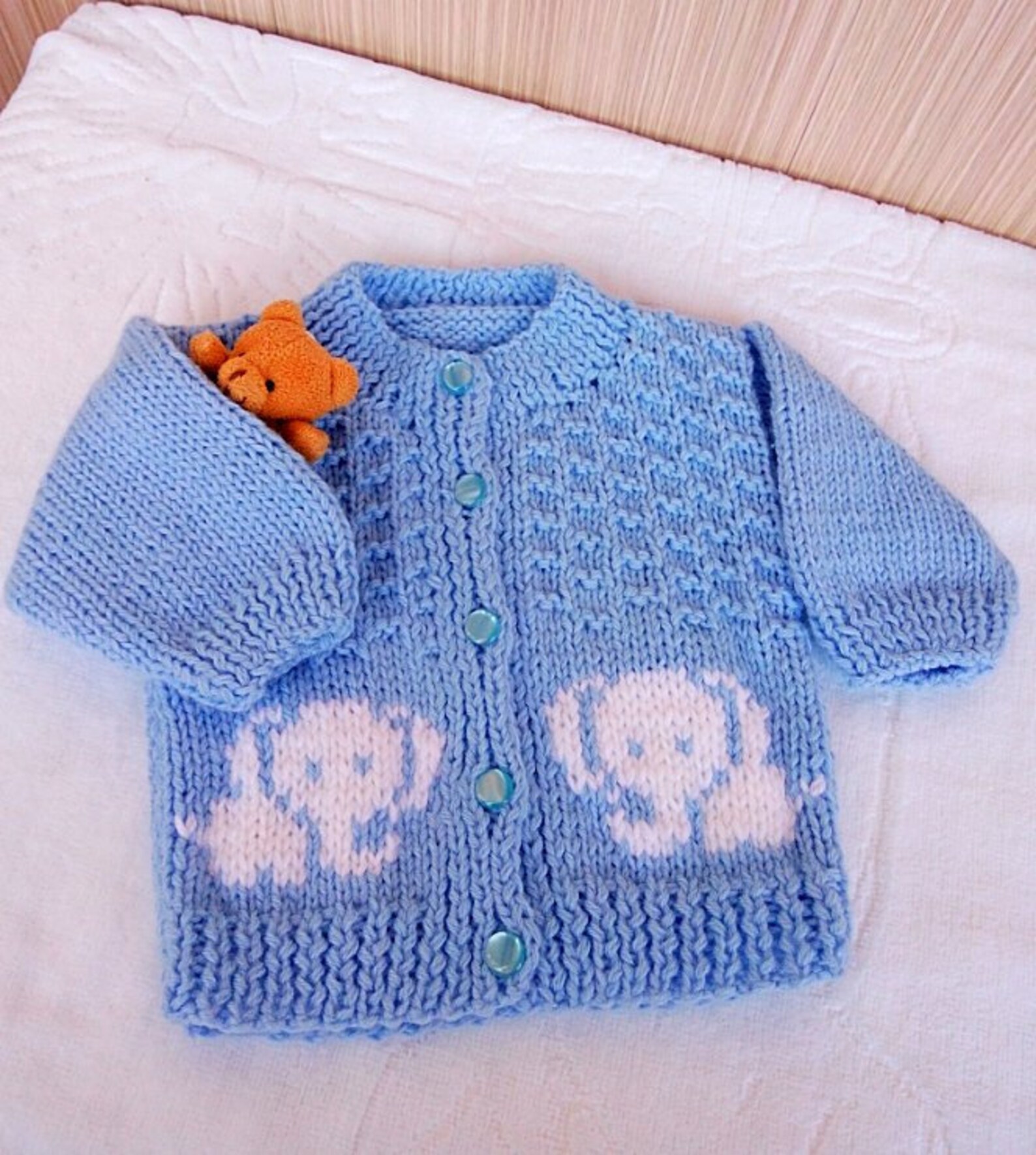 Handknitted Merino Wool Baby Sweater Elephant Infant Jacket Baby ...