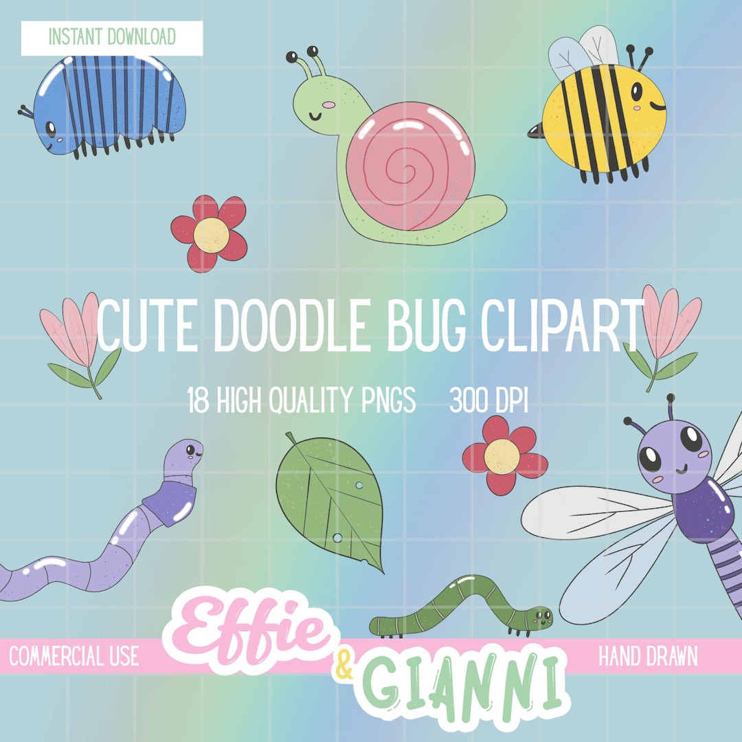 Cute Doodle Bug Clipart Hand Drawn Insect Clip Art Graphics Transparent ...