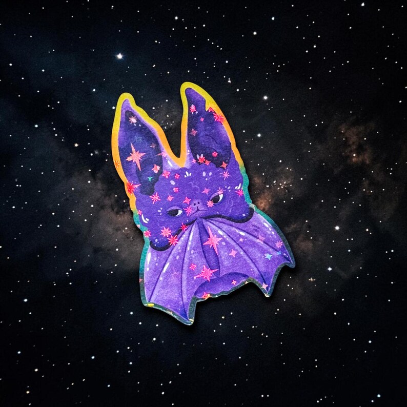 Grumpy Bat Sticker | Holographic | Sparkly | Weatherproof | Vinyl ...