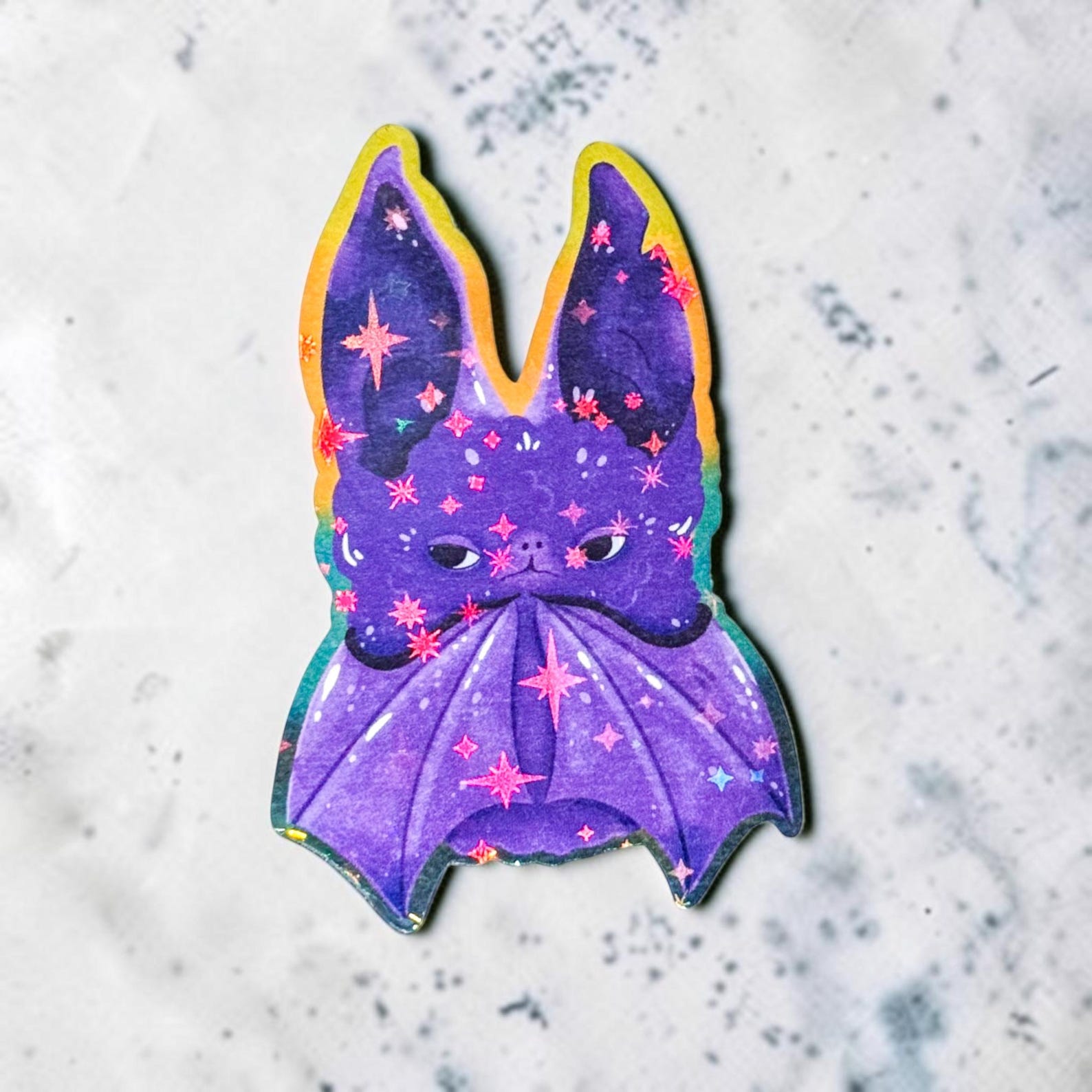 Grumpy Bat Sticker | Holographic | Sparkly | Weatherproof | Vinyl ...
