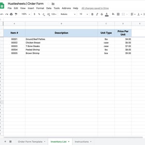Purchase Order Form Template for Google Sheets and Excel - Etsy