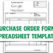 Purchase Order Form Template for Google Sheets and Excel - Etsy