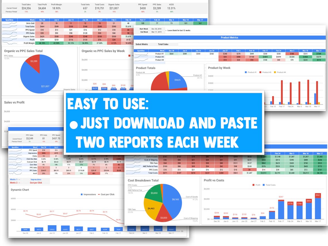 Amazon FBA 2019 Sales Report Dashboard Template for Google Sheets - Etsy