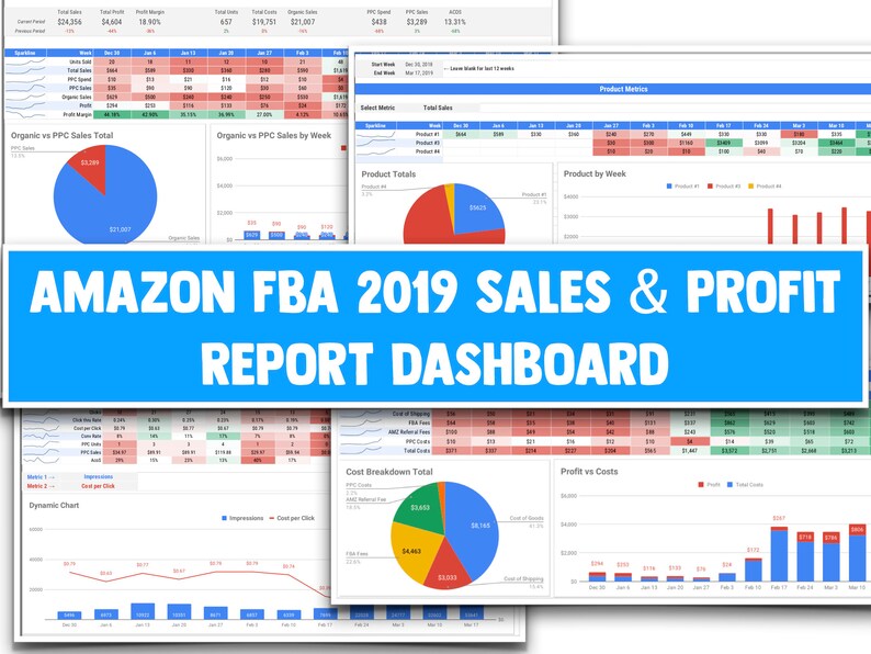 Amazon FBA 2019 Sales Report Dashboard Template for Google Sheets - Etsy