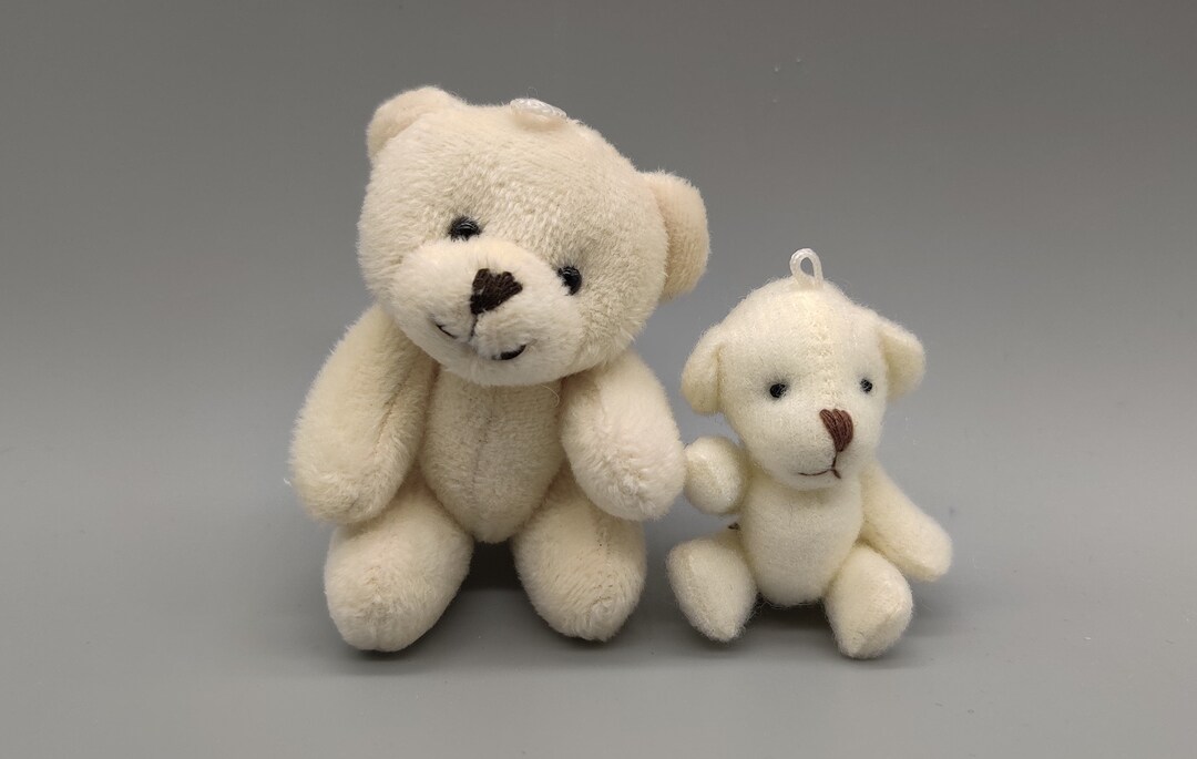 Set of 2 Mini Plush Teddy Bears Favors Toys - Cream Little Bear ...
