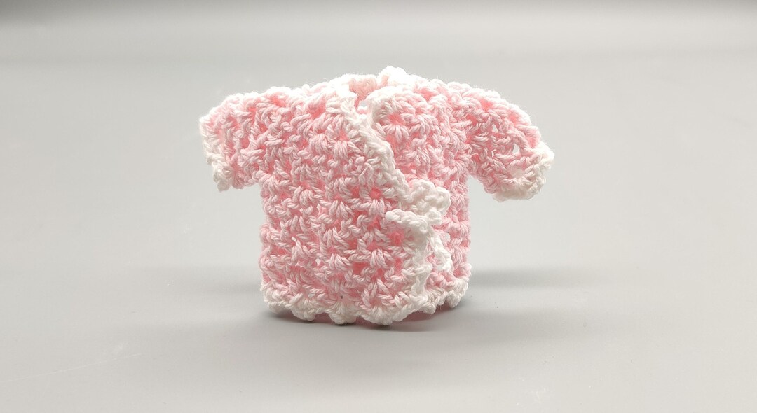 Crochet Mini Jacket, Pink With White Trim, Cute Favors, Baby Shower ...