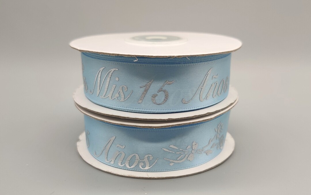Mis 15 Años Satin Sky Blue Ribbon 25Y X 7/8 Roll Quinceanera Ribbon - Etsy