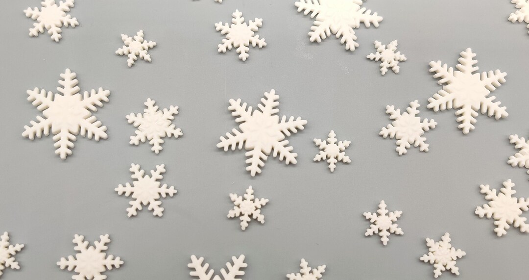 Fondant Edible Snowflakes - 24 Pcs - 3 Sizes - 8 of Each Size - Frozen ...