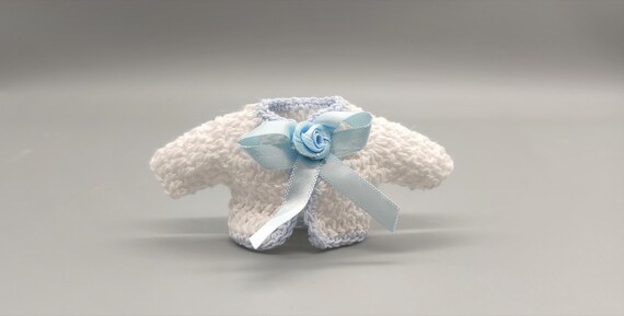 Crochet Mini Jacket White With Baby Blue Accent Bow Cute - Etsy