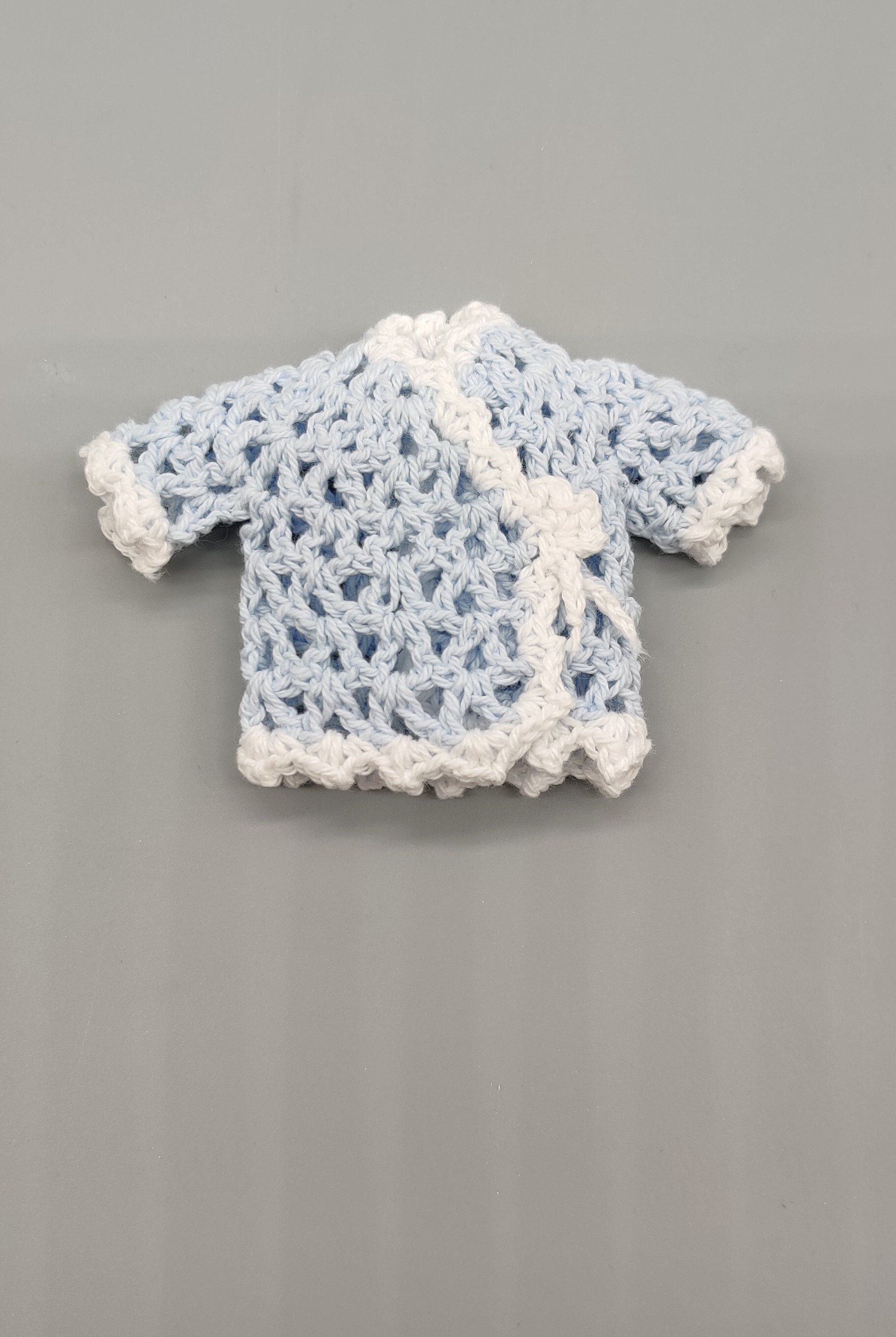 Crochet Mini Jacket Baby Blue With White Trim Cute Favors - Etsy