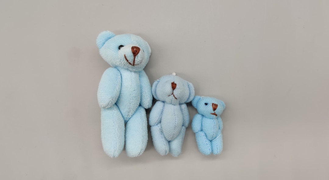 Set of 2 Mini Plush Teddy Bears Favors Toys - Blue Little Bear ...