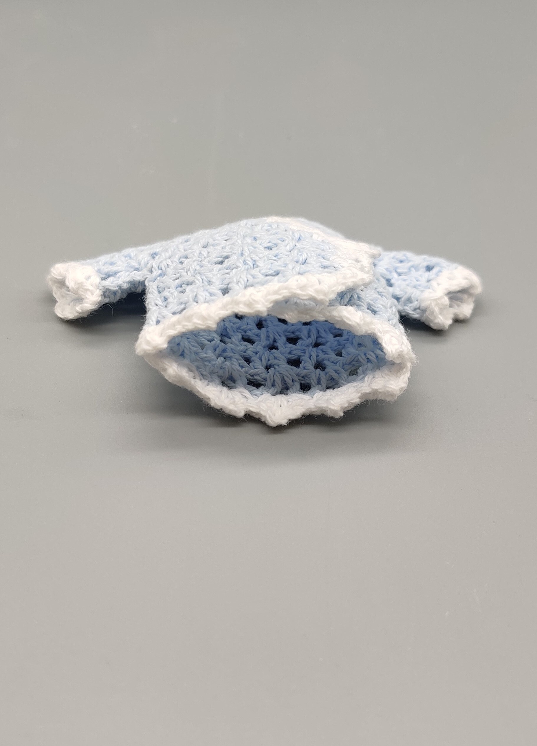 Crochet Mini Jacket Baby Blue With White Trim Cute Favors - Etsy