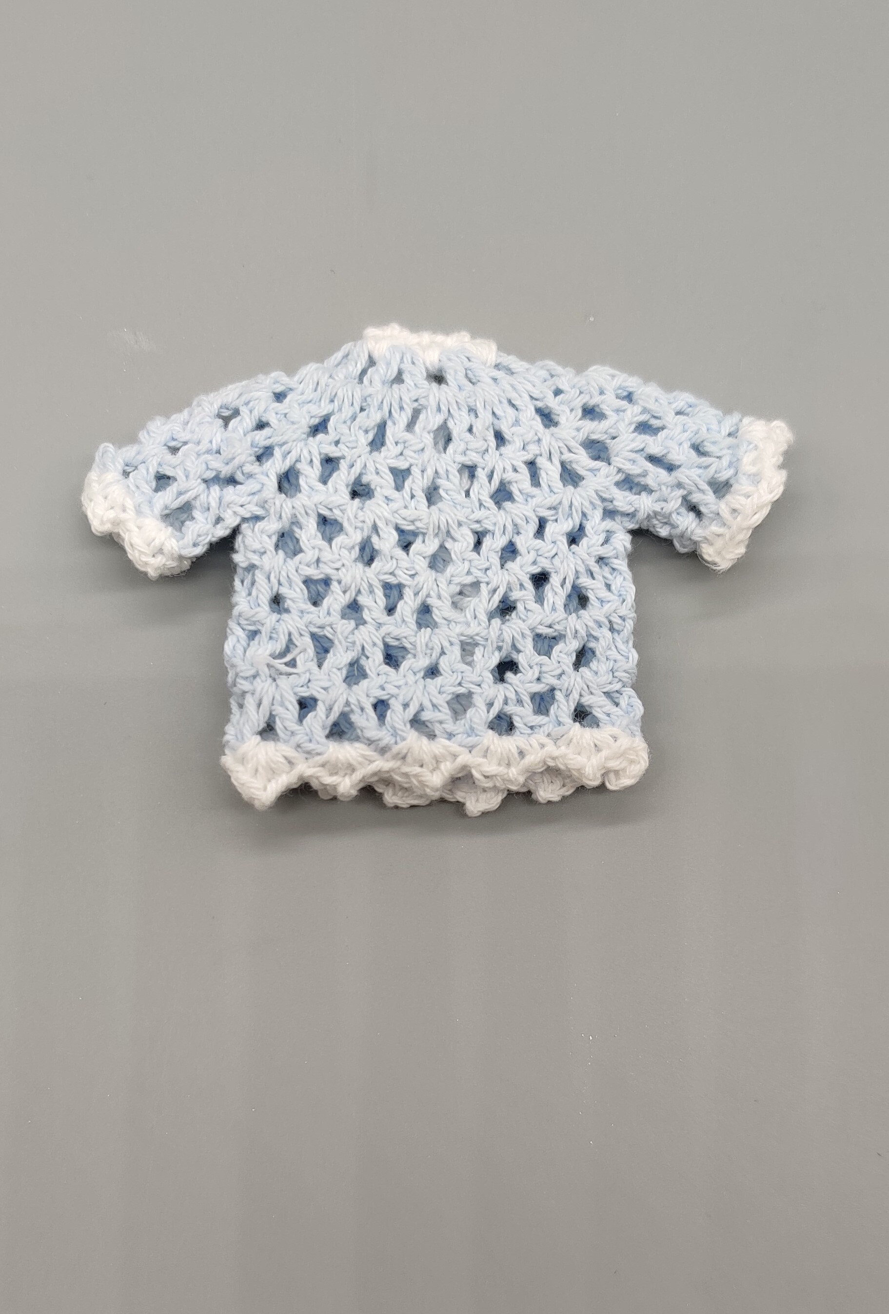 Crochet Mini Jacket Baby Blue With White Trim Cute Favors - Etsy