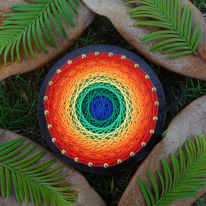 UV Psychedelic Tiny Rainbow Mandala String Art,8cm/3 Inches,handmade Wall Art,3d,black Light ...