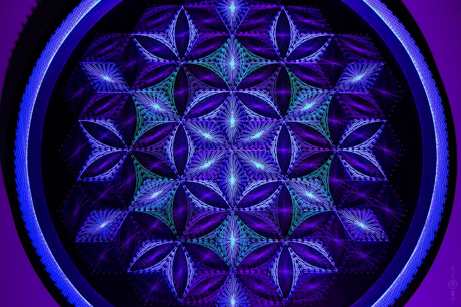 Magic Purple & Blue Flower of Life String Art,psychedelic Uv Wall Decor ...