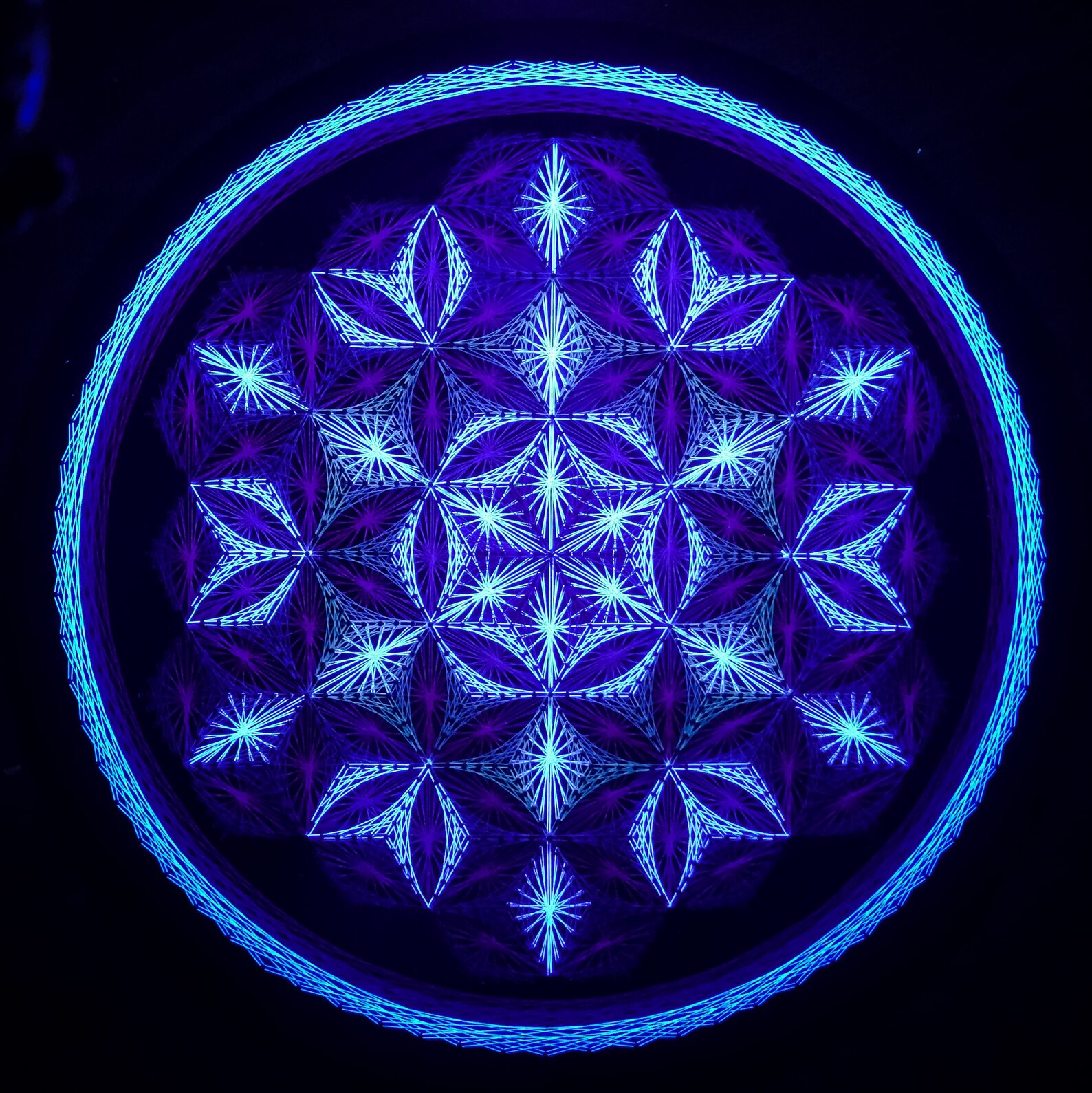 Magic Purple & Blue Flower of Life String Artpsychedelic Uv - Etsy