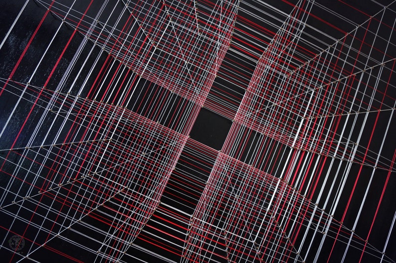 Perspective Illusion-3d String Art「cube+」handmade Psychedelic Wall ...