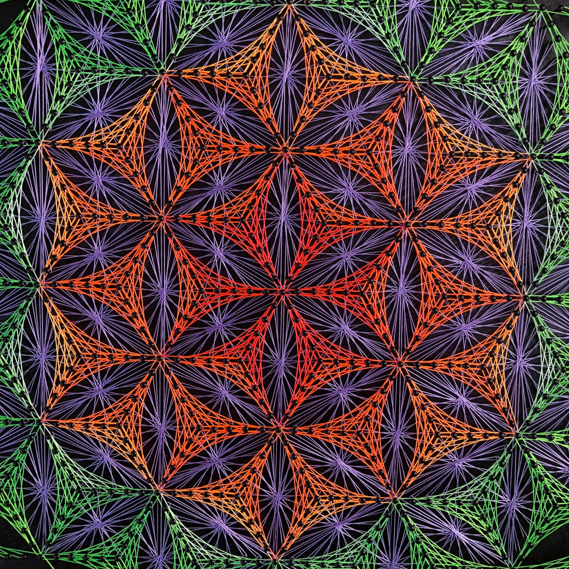 UV Psychedelic Flower of Life String Arthandmade Wall - Etsy