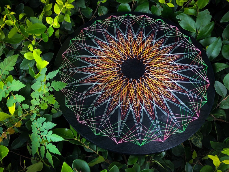 UV String Art Psychedelic Mandala ,50x50cm/19.7 Inches,handmade 3D Wall ...