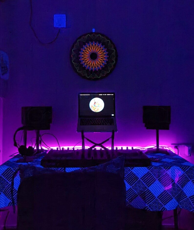 UV String Art Psychedelic Mandala ,50x50cm/19.7 Inches,handmade 3D Wall ...