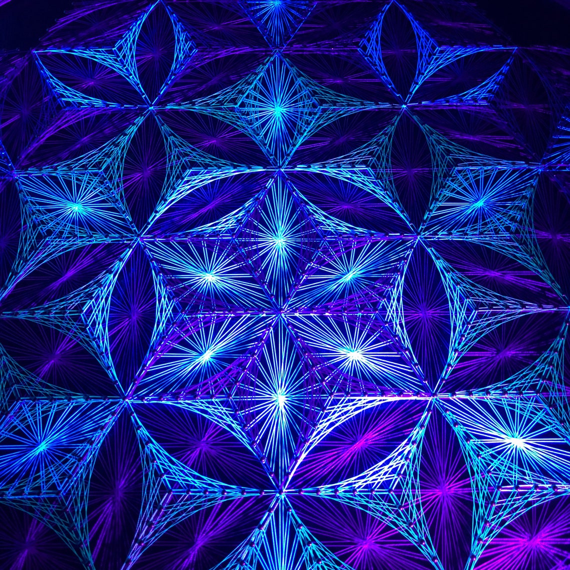 Magic Purple & Blue Flower of Life String Art,psychedelic Uv Wall Decor ...