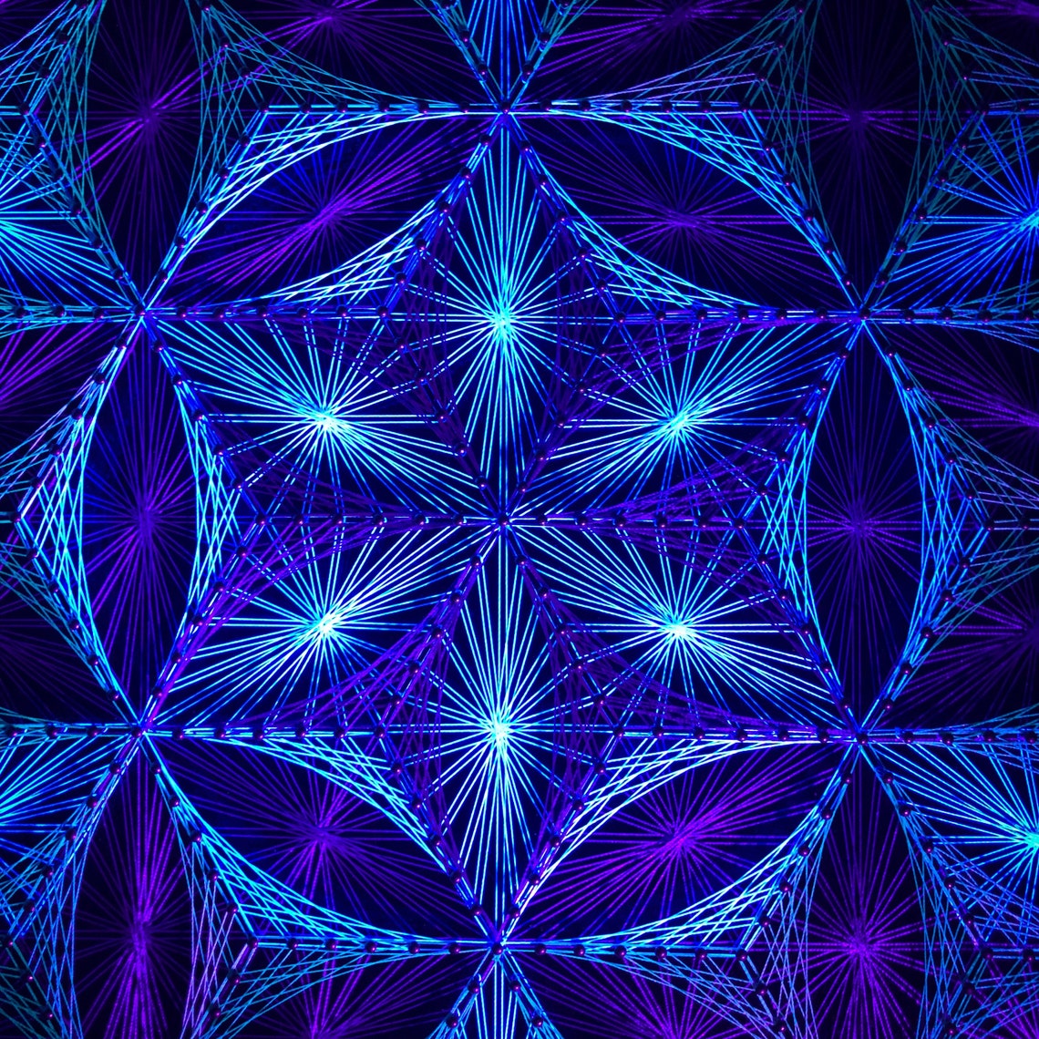 Magic Purple & Blue Flower of Life String Artpsychedelic Uv - Etsy