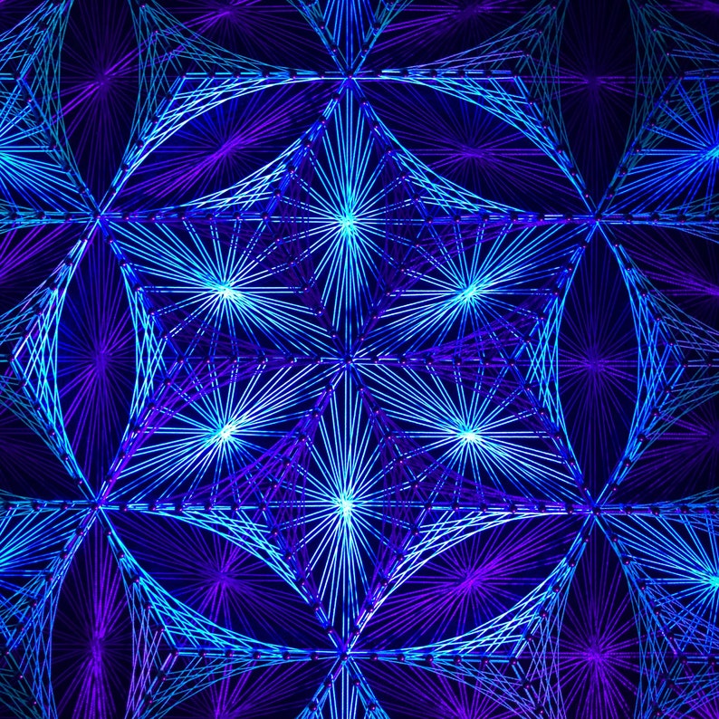 Magic Purple & Blue Flower of Life String Artpsychedelic Uv - Etsy